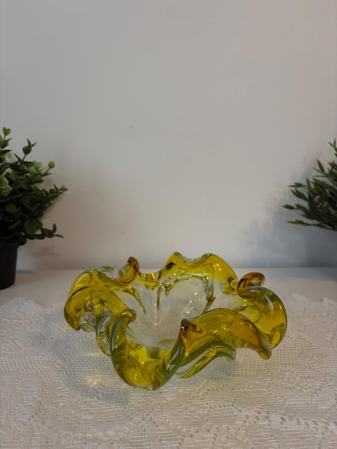 Canary Yellow Murano Glass Bowl, Vintage Italian Canary Art Glass Bowl ...