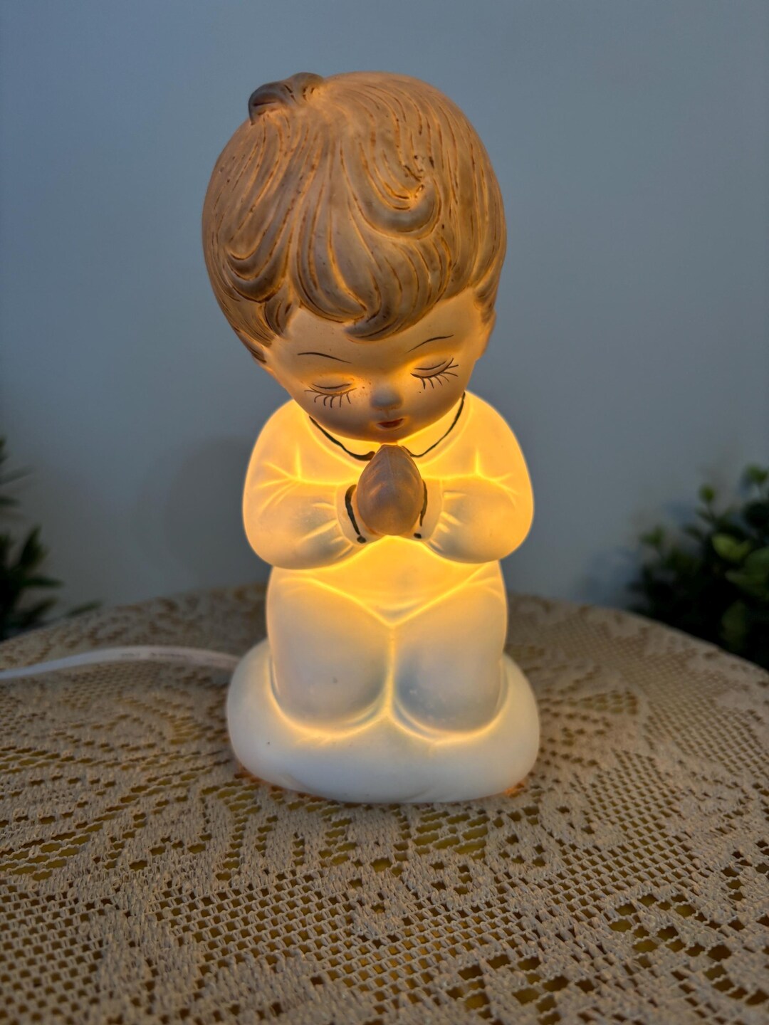 Vintage Lefton Porcelain Night Light, Little Boy Praying - Etsy