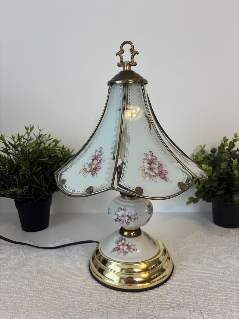 Lampe De Table Tactile Vintage, Pied En Céramique Doré Et Abat-jour ...