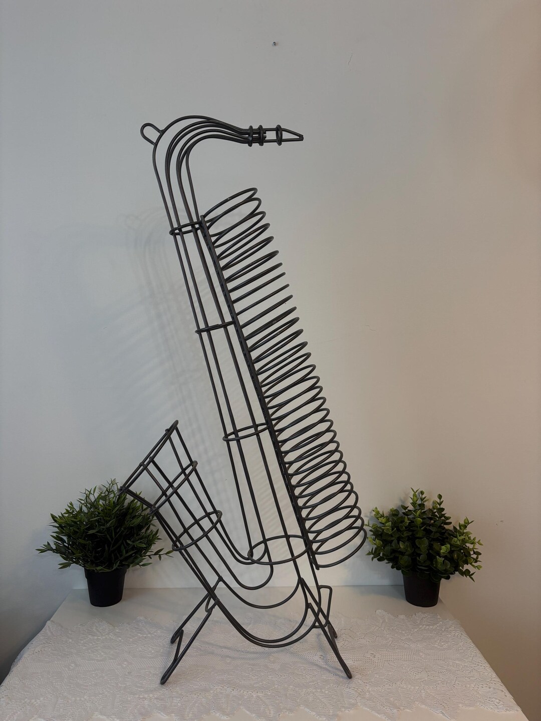 Vintage Saxophone-shaped CD Rack, Decorative Metal CD Storage, Unique ...