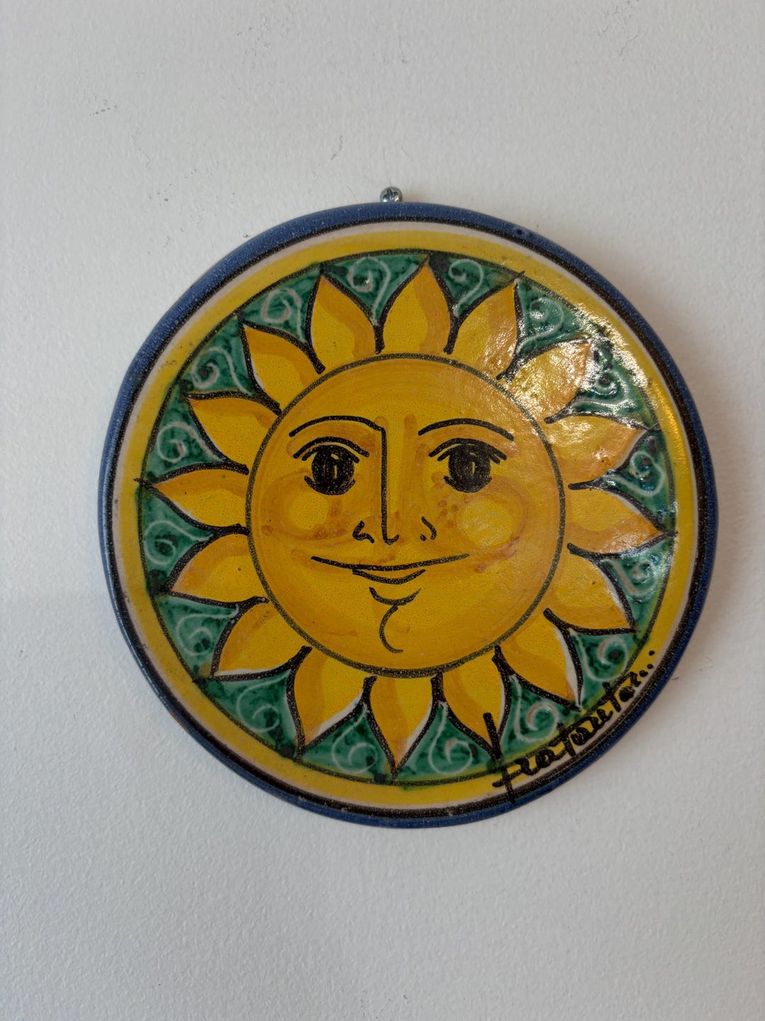 Fratantoni Ceramic Sun Wall Medallion From Caltagirone, 6” Terracotta ...
