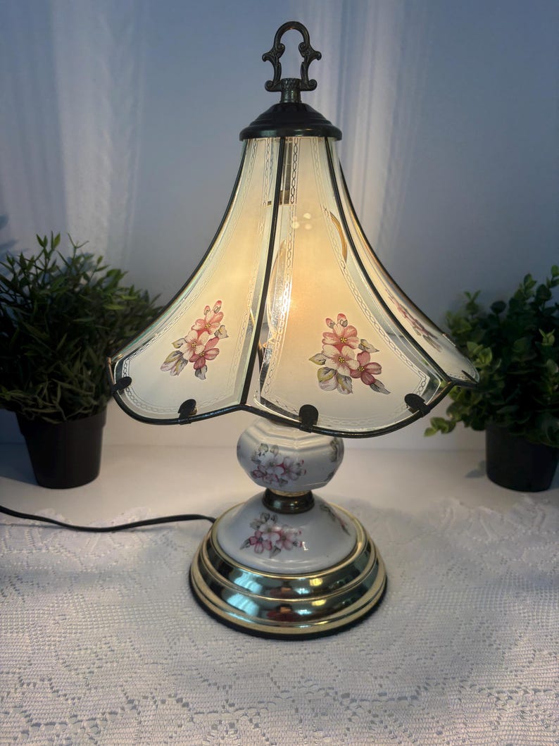 Lampe De Table Tactile Vintage, Pied En Céramique Doré Et Abat-jour ...