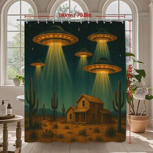 Alien UFO Shower Curtain for Unique Bathroom Decor - Etsy