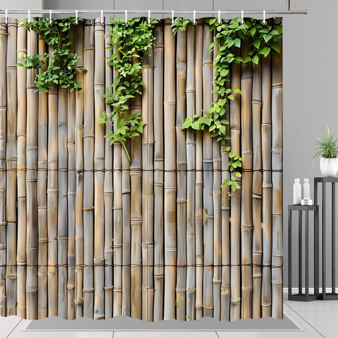 Bamboo Shower Curtain, Climbing Vines, Rustic Bathroom Decor - Etsy