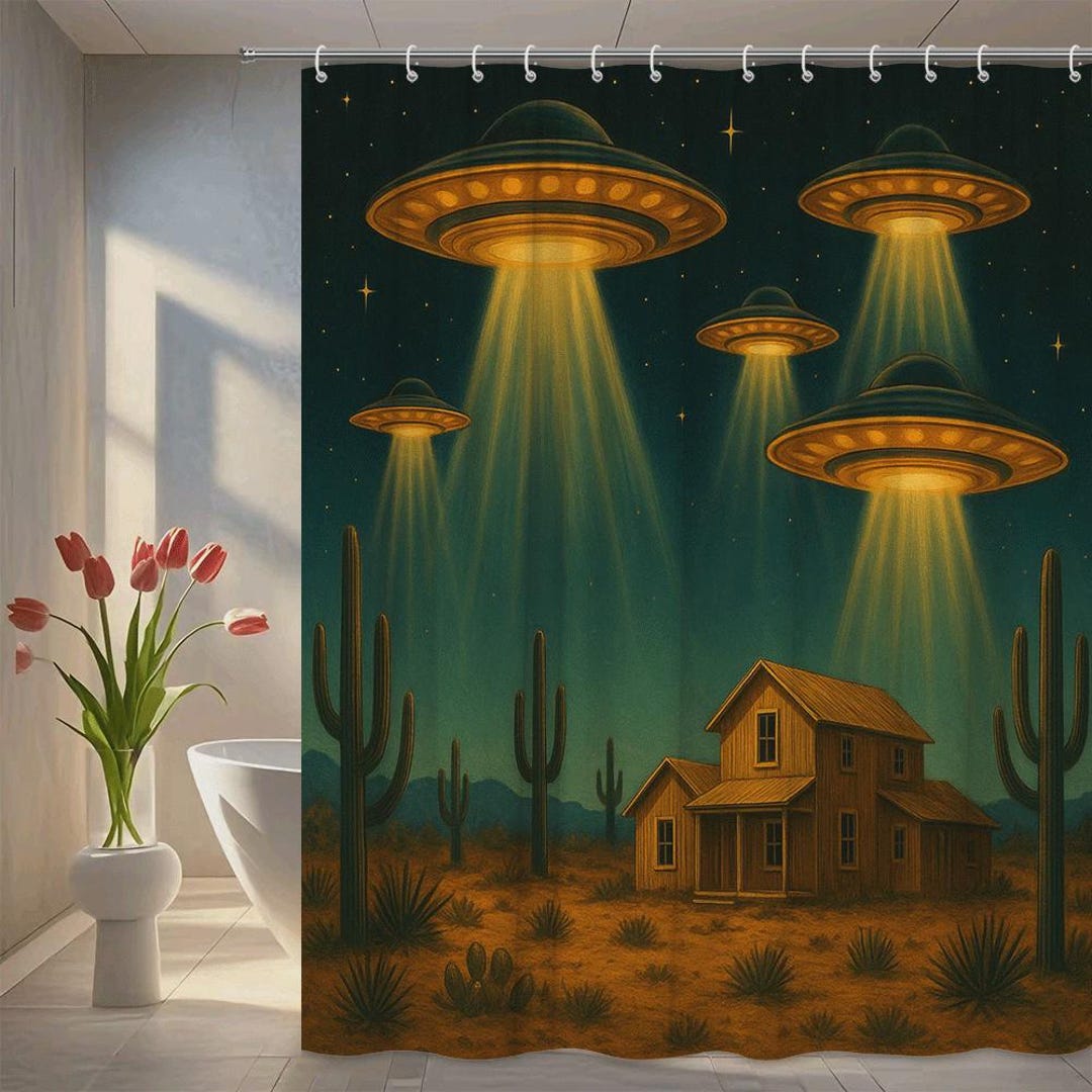 Alien UFO Shower Curtain for Unique Bathroom Decor - Etsy