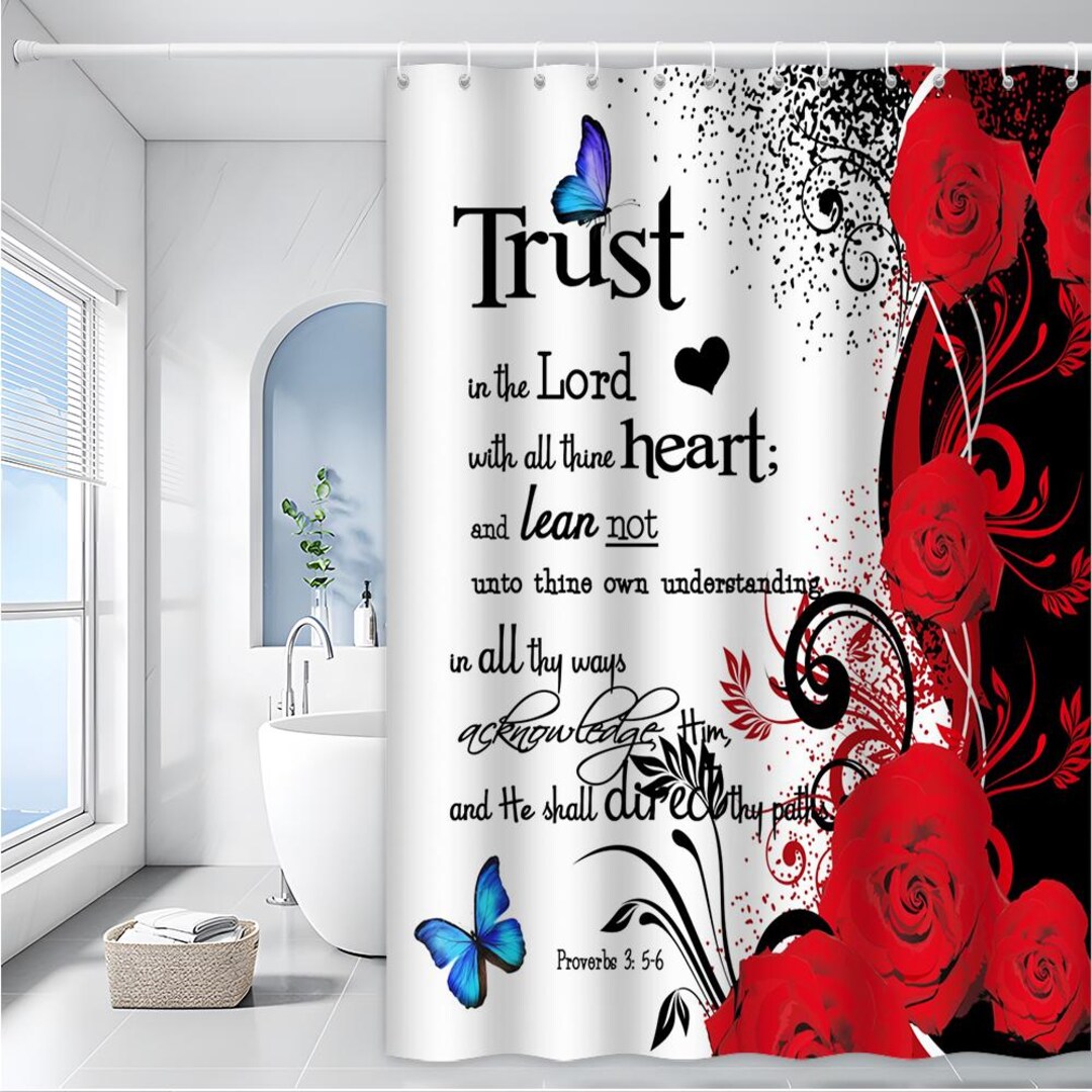 Multiple Pattern Choices Faith Shower Curtain – Bible Verses, Rose ...