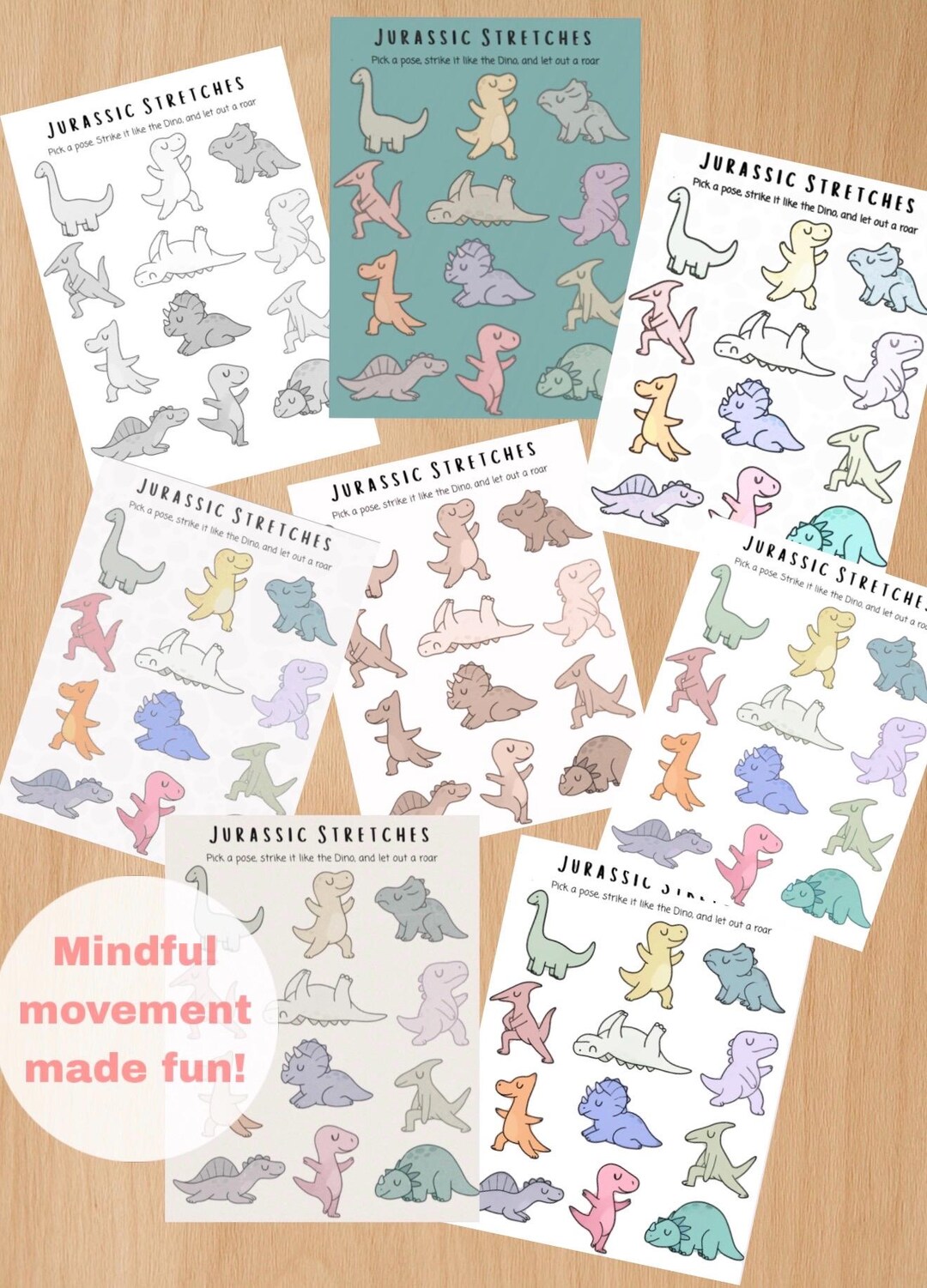 Dinosaur Kids Yoga Poster Printable – Jurassic Stretches Activity | Fun ...