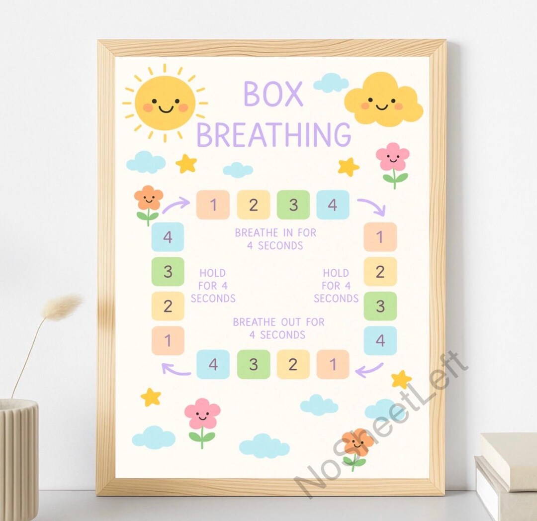 Box Breathing Poster for Kids: Pastel Mindfulness Chart (PDF Download ...