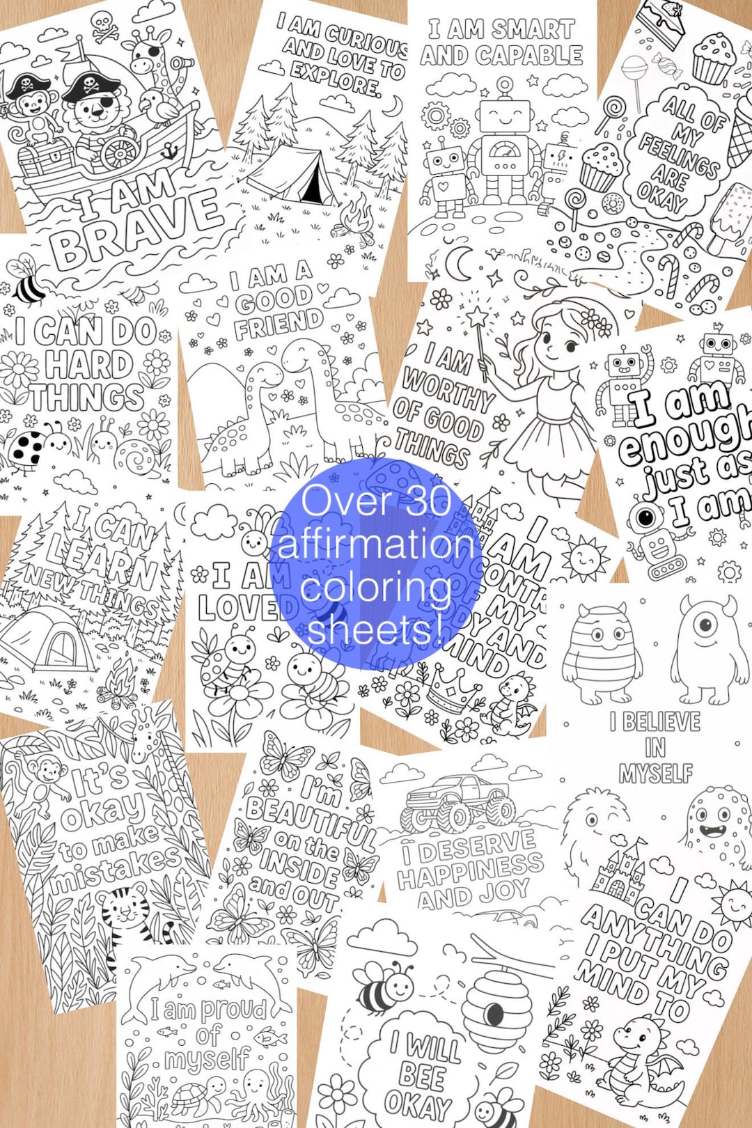 Kids Affirmation Coloring Pages: Positive Self-esteem Activity (PDF ...