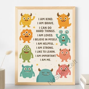 Monster Affirmations Poster: Positive Self-talk, Mental Health Art (PDF ...