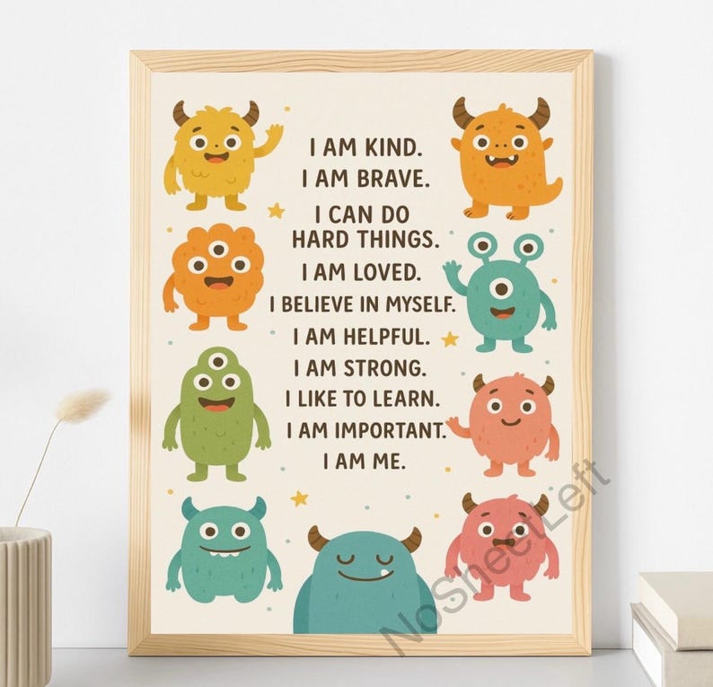 Monster Affirmations Poster: Positive Self-talk, Mental Health Art (PDF ...