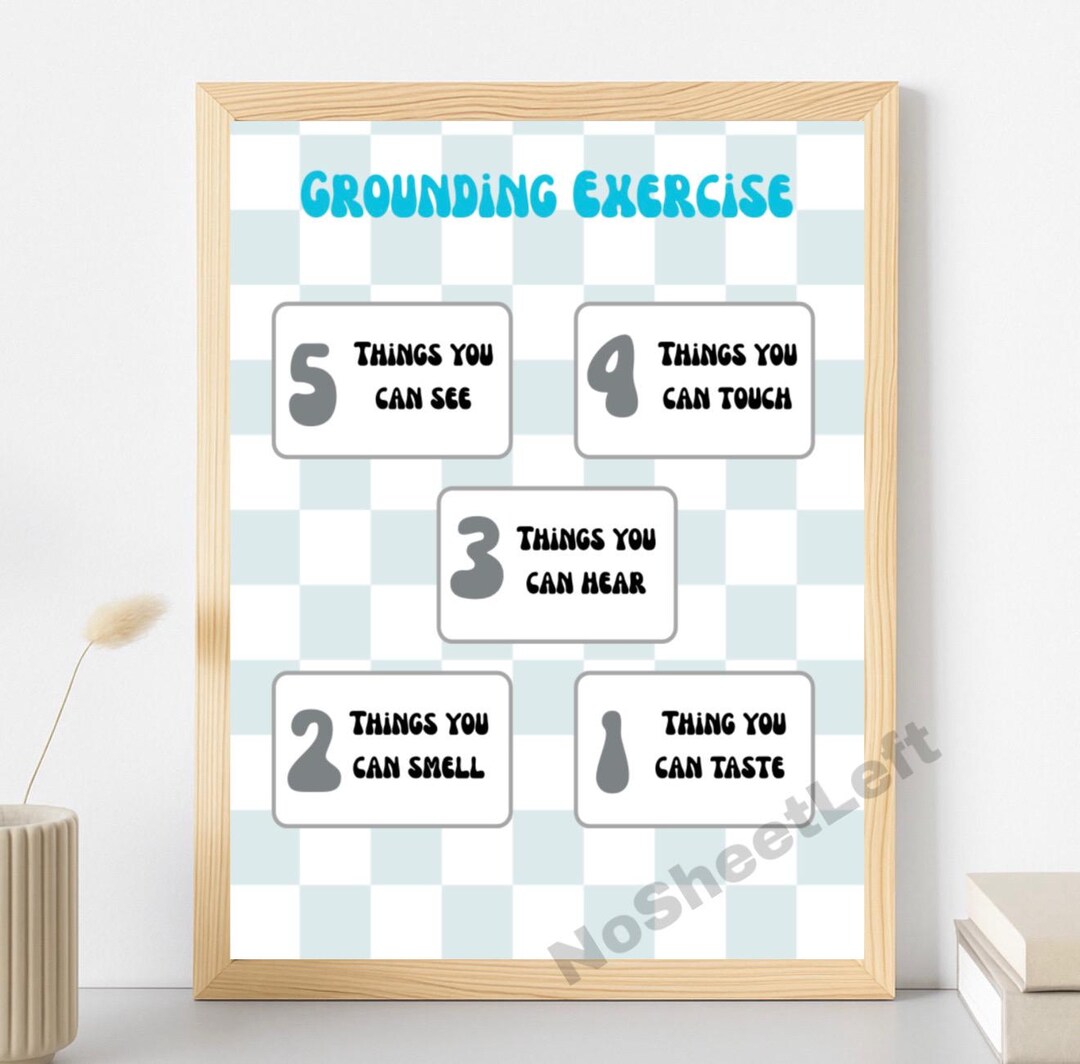 Checkered Grounding Exercise Poster: 5 Senses Mindfulness Activity (PDF ...