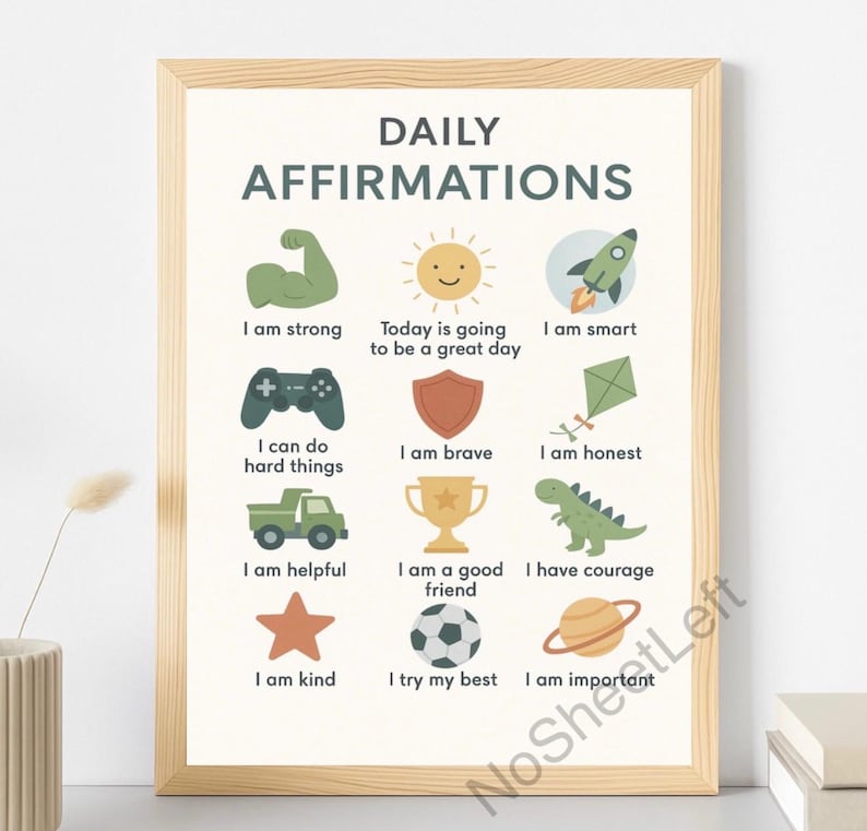 Kids' Daily Affirmations Poster: Printable Positive Quotes (PDF File ...