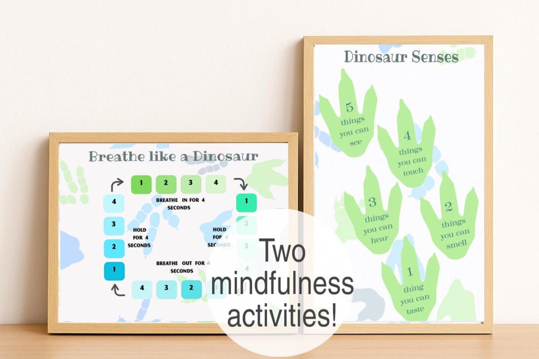 Dinosaur Mindfulness Poster Set: Kids Calming Corner Decor (PDF ...