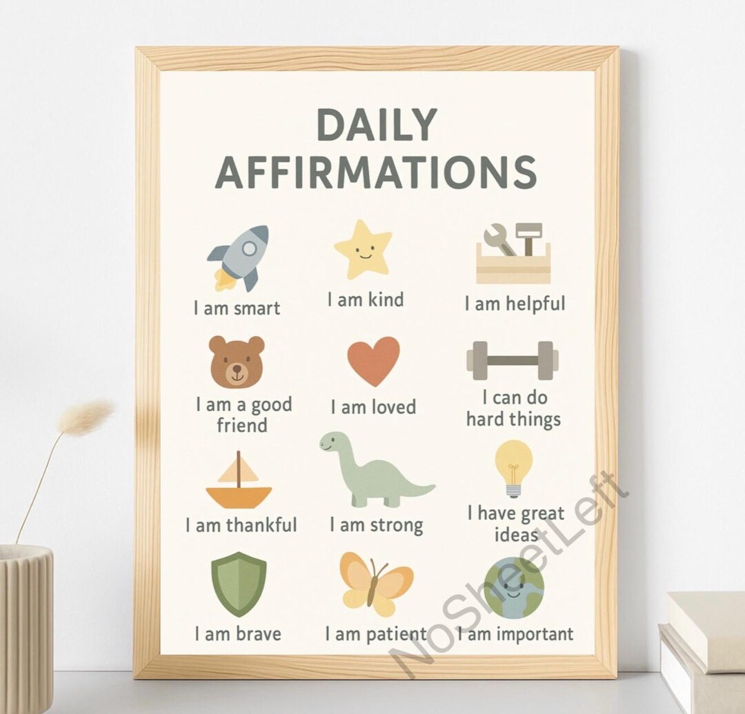 Kids Daily Affirmations Poster: Positive Quotes, Mindfulness Decor (PDF ...