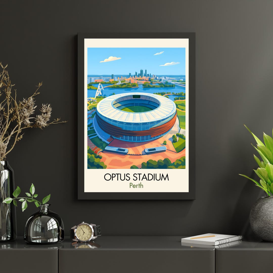 Optus Stadium Perth Print - Retro Stadium Poster - Etsy