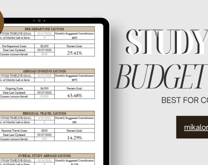 Study Abroad Planner Google Sheet, Student Budget Tracker, Scholarship ...
