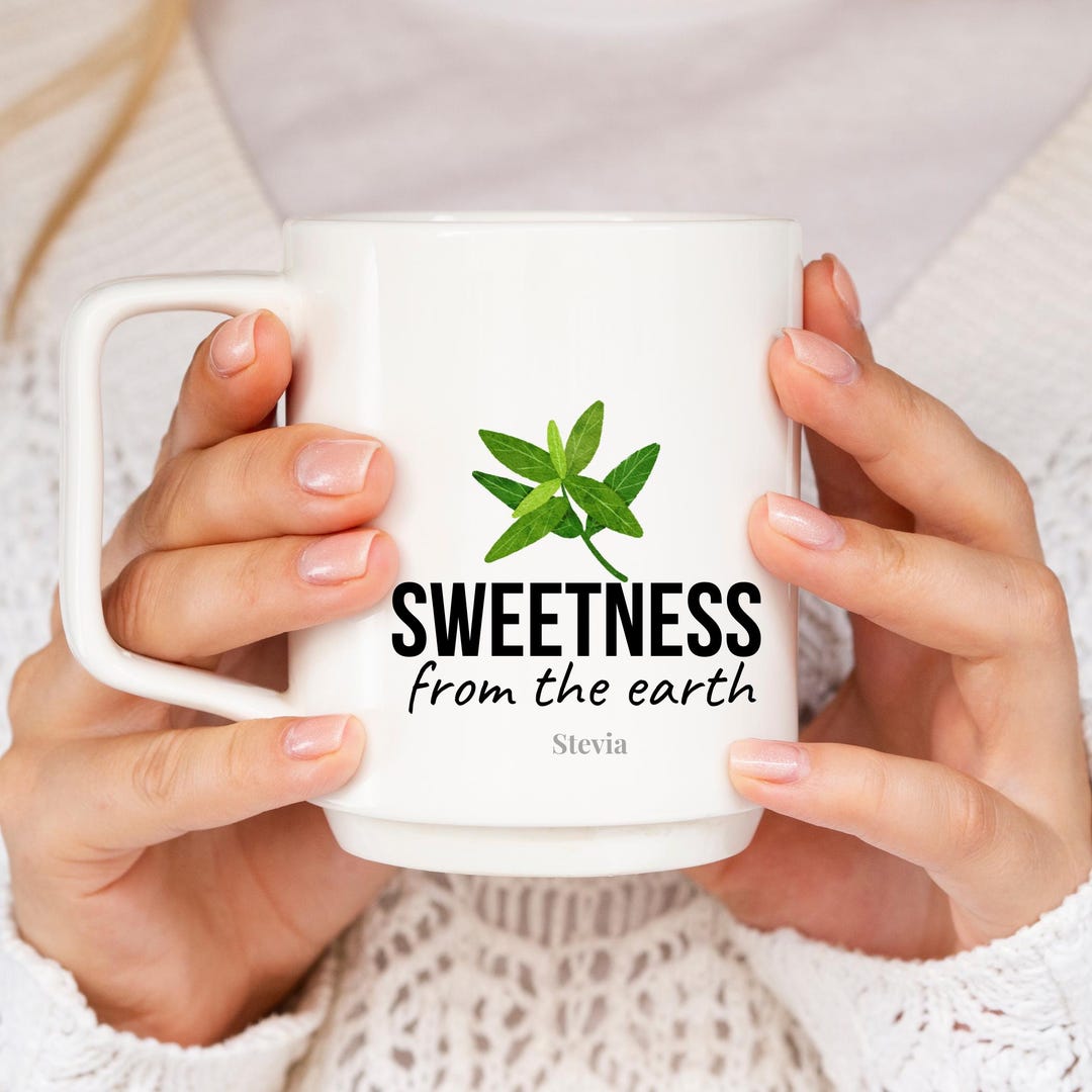 Stevia Leaf Mug: Boho Ceramic Coffee Cup - Sweetness in Balance - Etsy