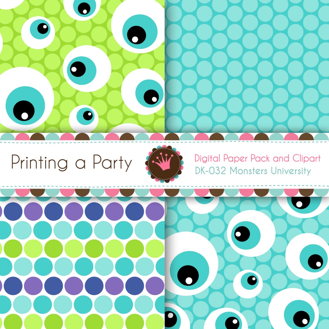 Digital Paper Pack and Clip Art Monsters University Monsters Inc. Party ...