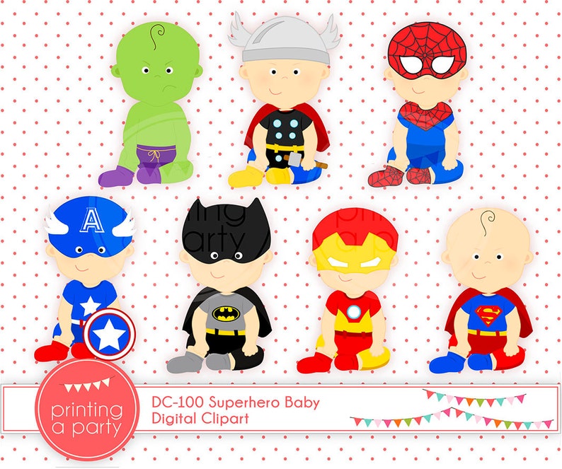 Digital Clipart 7 Superhero Super Baby Super Hero Baby Party. - Etsy