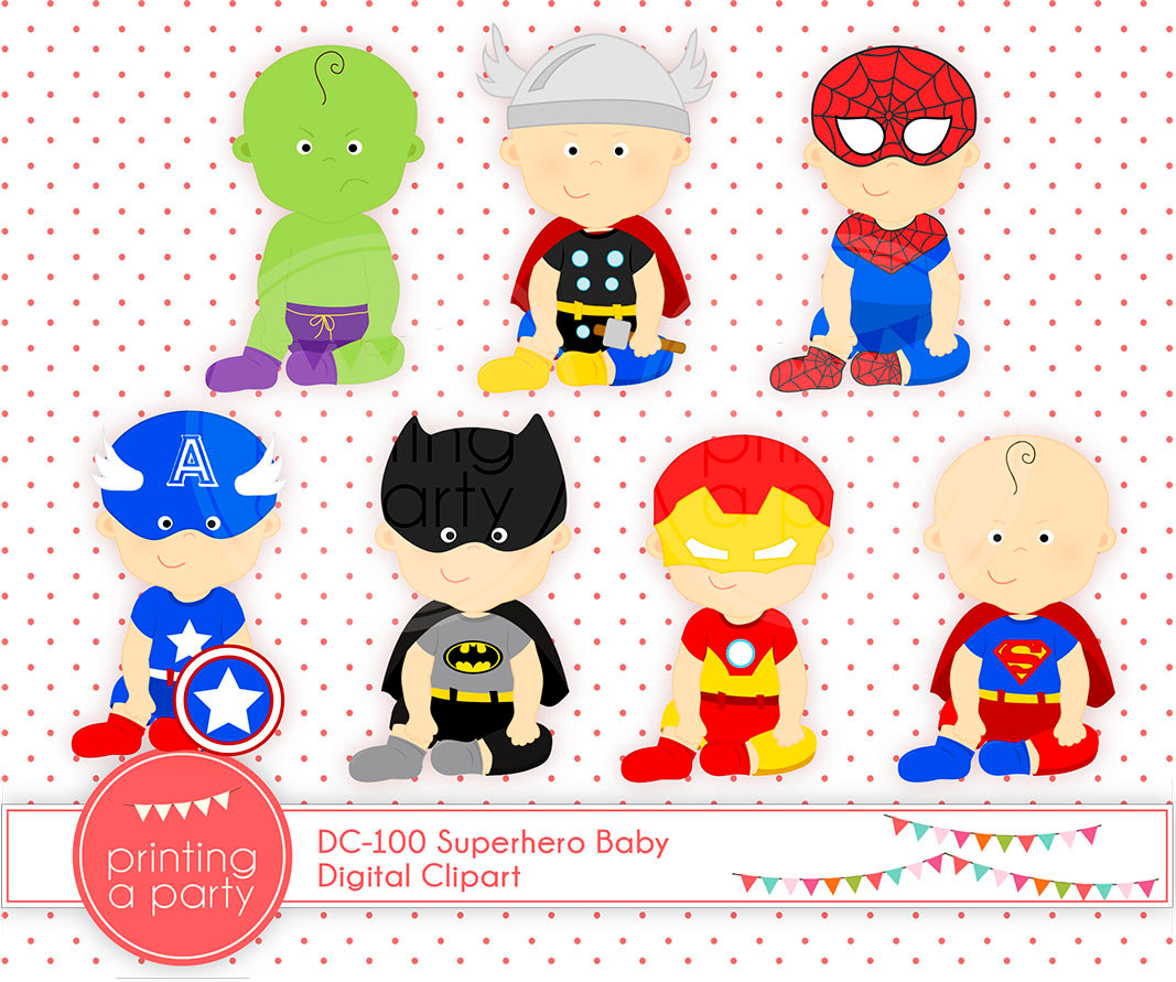 Digital Clipart 7 Superhero Super Baby Super Hero Baby Party. - Etsy