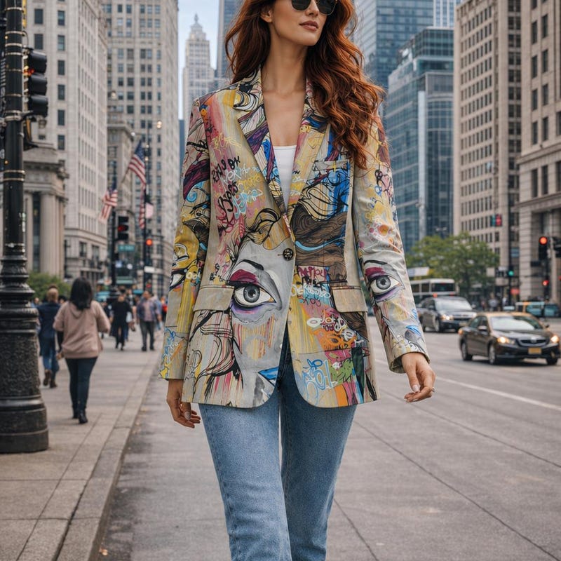 Graffiti Women Blazers - Etsy