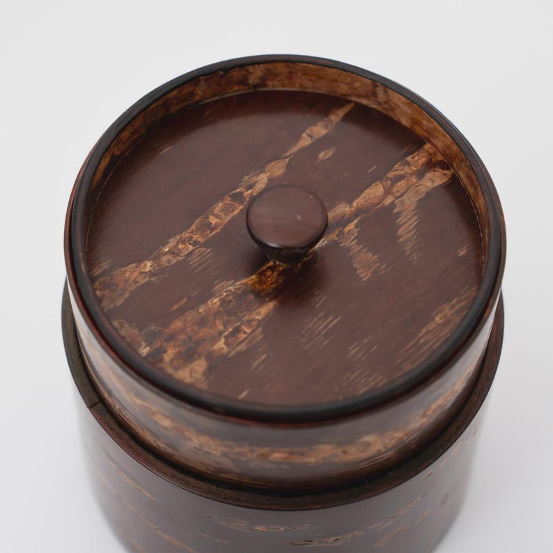 Handcrafted Akita Cherry Bark Tea Canister | Japanese Wooden Tea Caddy ...