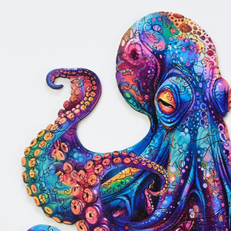 Colorful Octopus Wooden Jigsaw Puzzles – 200 Pieces | Self-care Gift ...