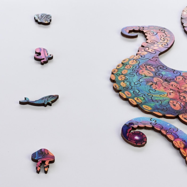 Colorful Octopus Wooden Jigsaw Puzzles – 200 Pieces | Self-care Gift ...