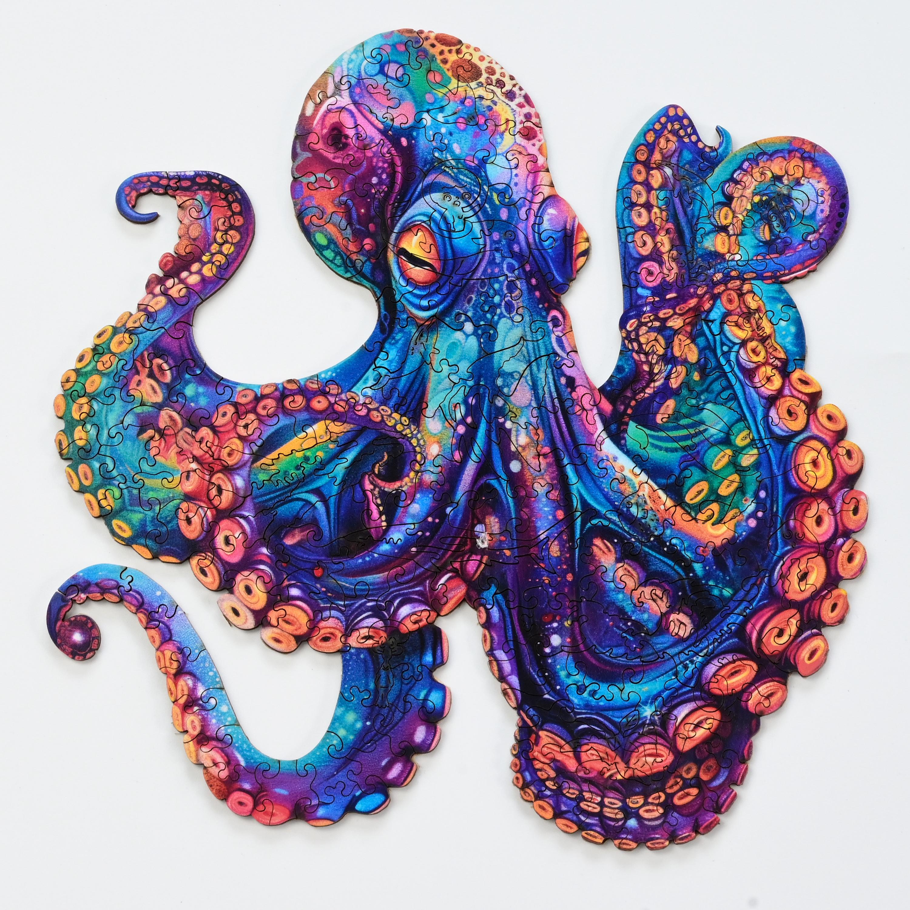 Colorful Octopus Wooden Jigsaw Puzzles – 200 Pieces | Self-care Gift ...