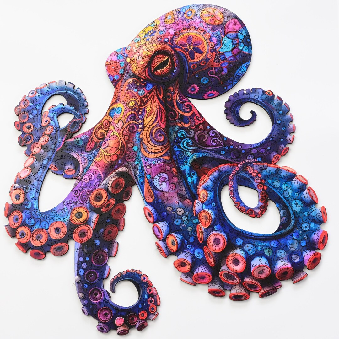 Octopus Wooden Jigsaw Puzzles – 500 Pieces | Ocean Art Puzzle | Holiday ...