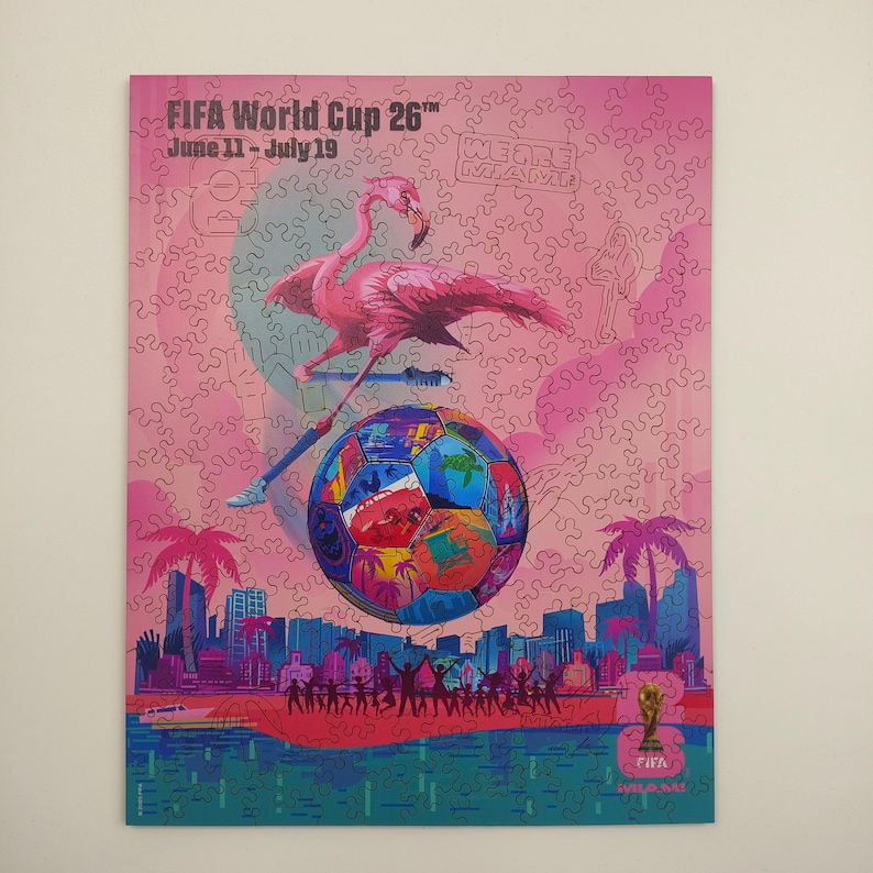Official FIFA World Cup 26 Miami Puzzle, 200 Piece Jigsaw, Flamingo Art ...