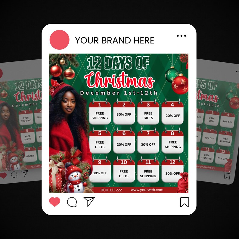 12 Days of Christmas Sale Flyer, Holiday Promo Calendar Template ...