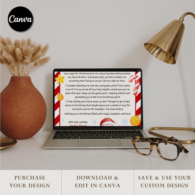 Personalized Santa Letter Template, Christmas Keepsake (editable Canva ...