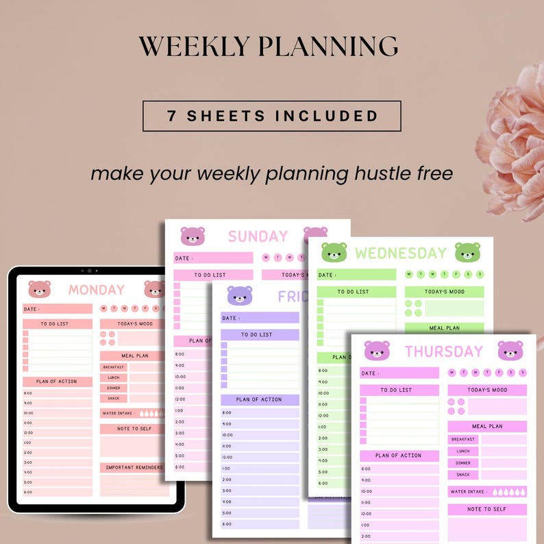Daily Planner Template | Canva Editable Productivity PDF - Etsy Canada