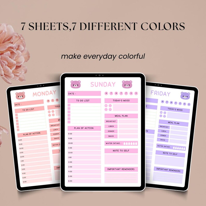 Daily Planner Template | Canva Editable Productivity PDF - Etsy Canada