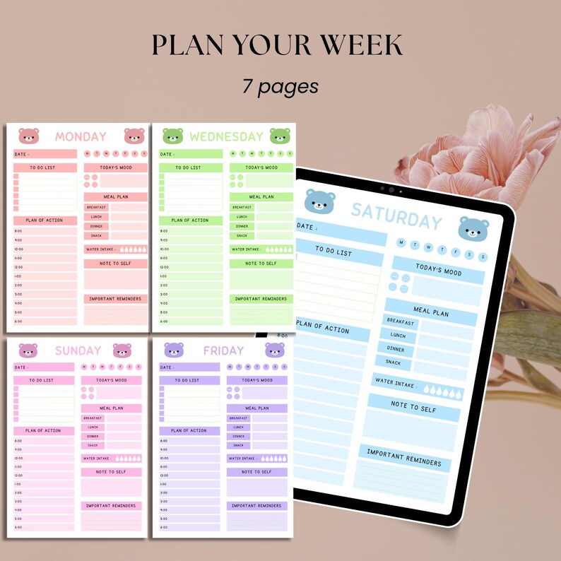 Daily Planner Template | Canva Editable Productivity PDF - Etsy Canada