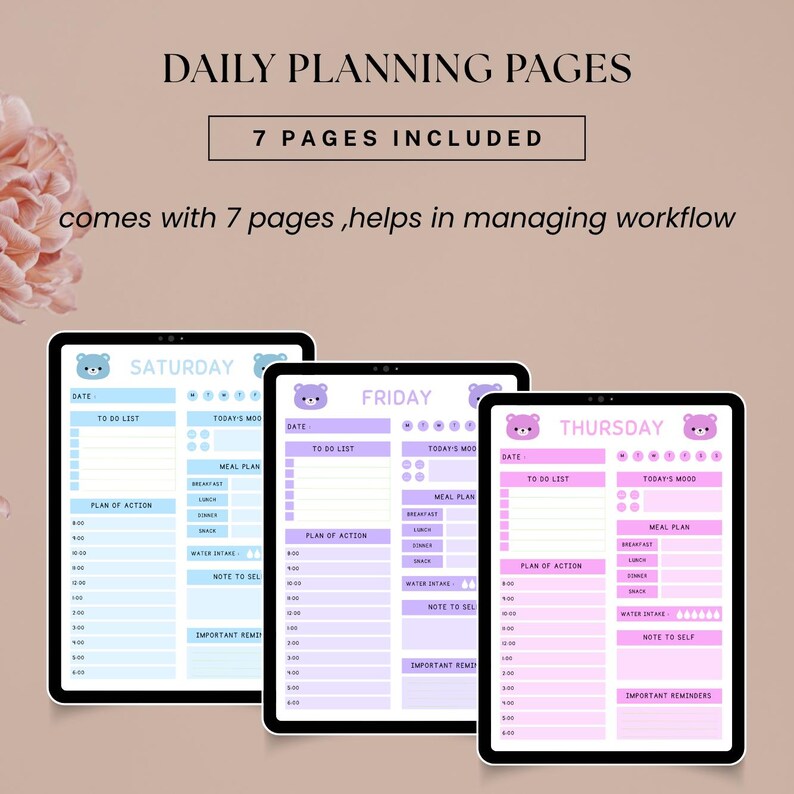 Daily Planner Template | Canva Editable Productivity PDF - Etsy Canada