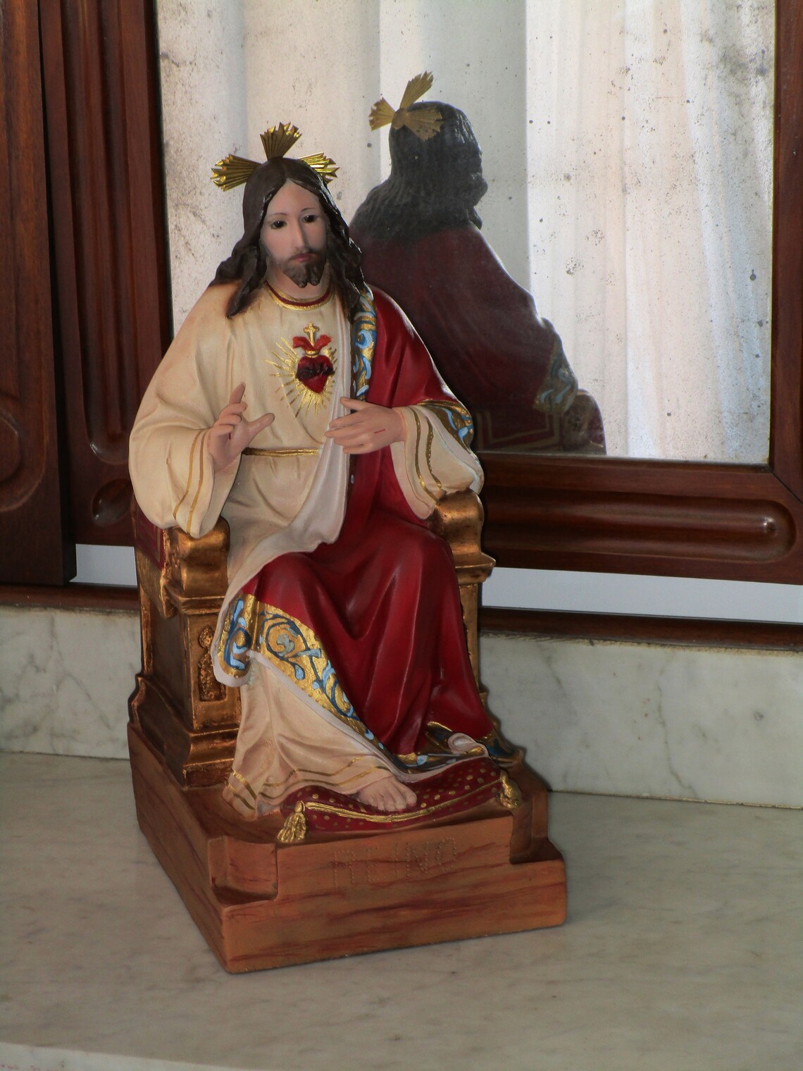 Christ the King Sacred Heart of Jesus Statue Sitting Chair. | Etsy