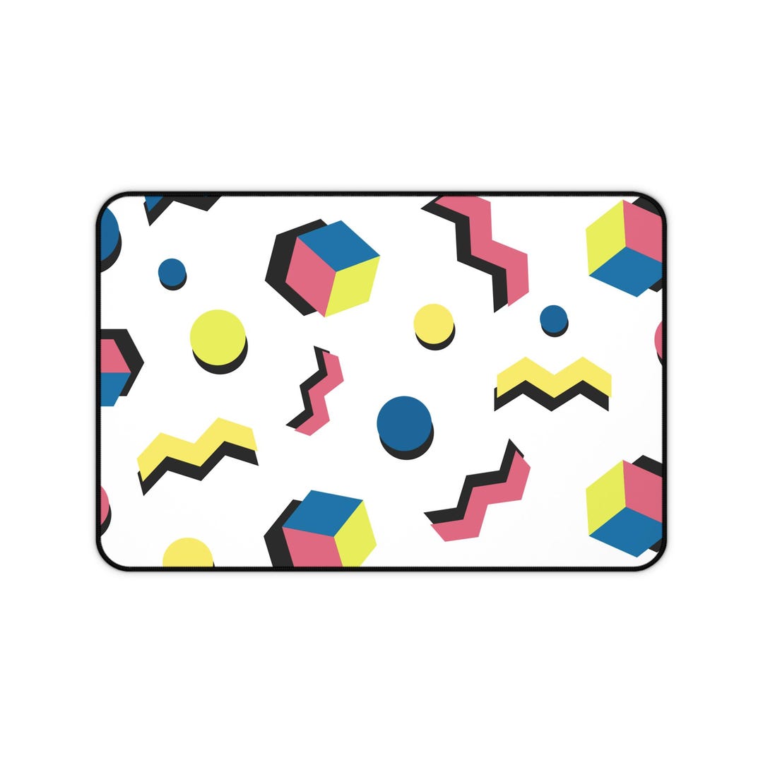 Retro Memphis Pattern Desk Mat | 80s Geometric Mouse Pad - Etsy