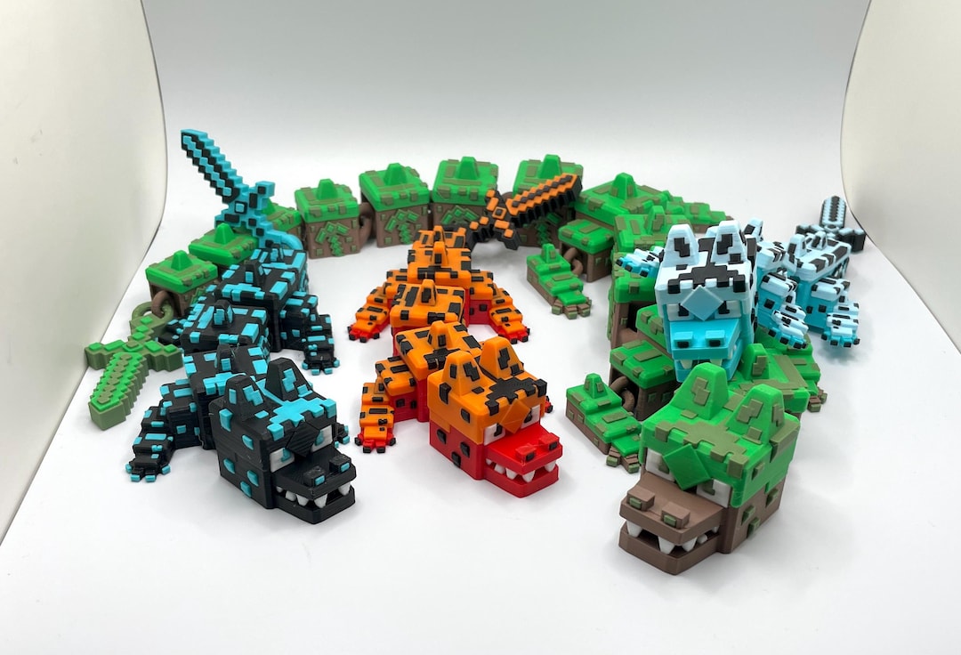 Elemental Block Dragons (flexible 3d Print) - Etsy