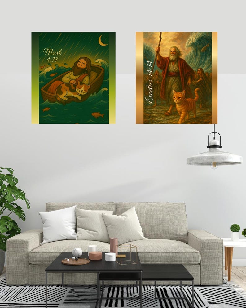 Moses & Cat Red Sea Art | Christian Printable Wall Decor - Etsy