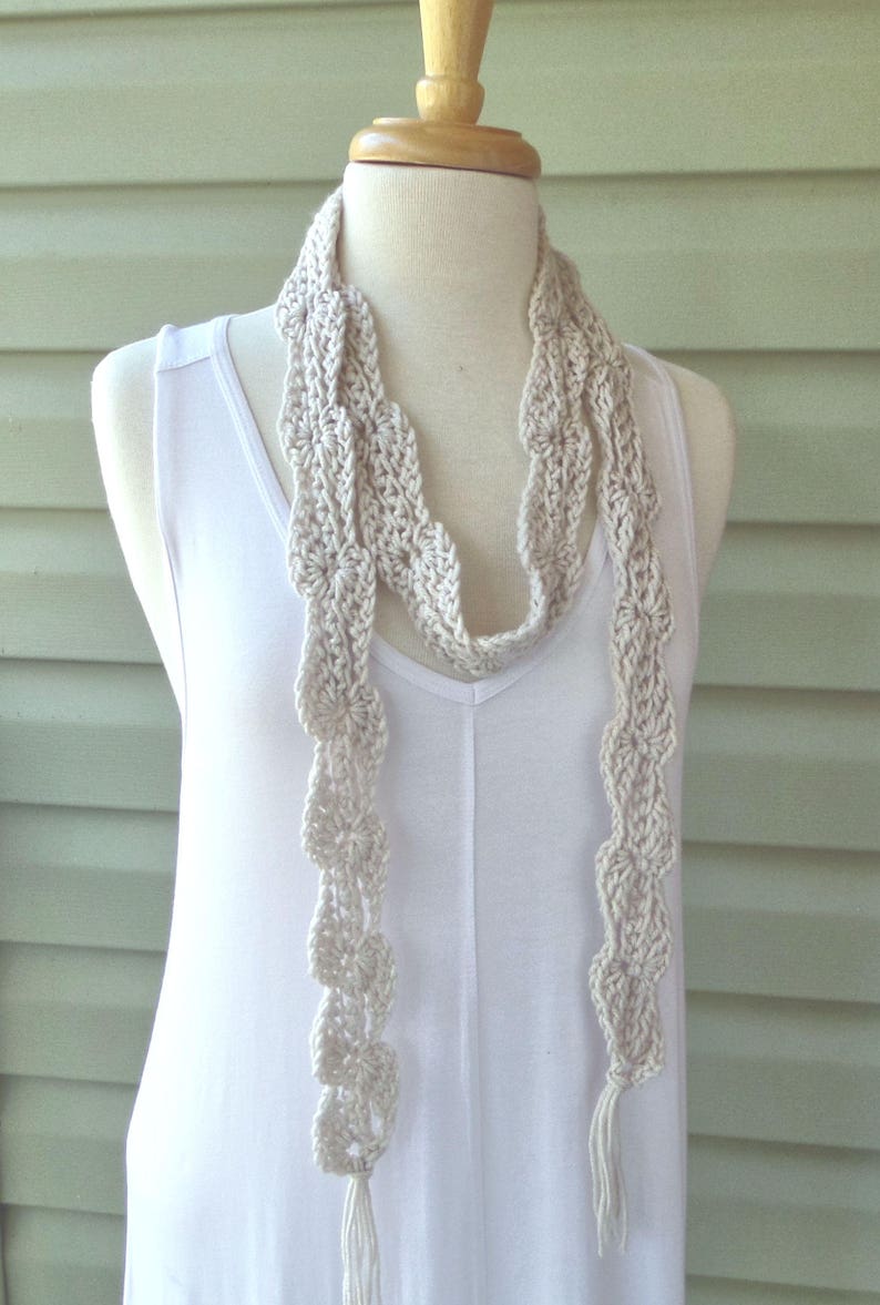 KELSEY Long Skinny Spring Crochet Scarf Belt - Custom Colors Available ...