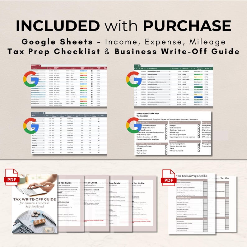 Tax Planner & Expense Tracker Google Sheet | Small Business (digital ...