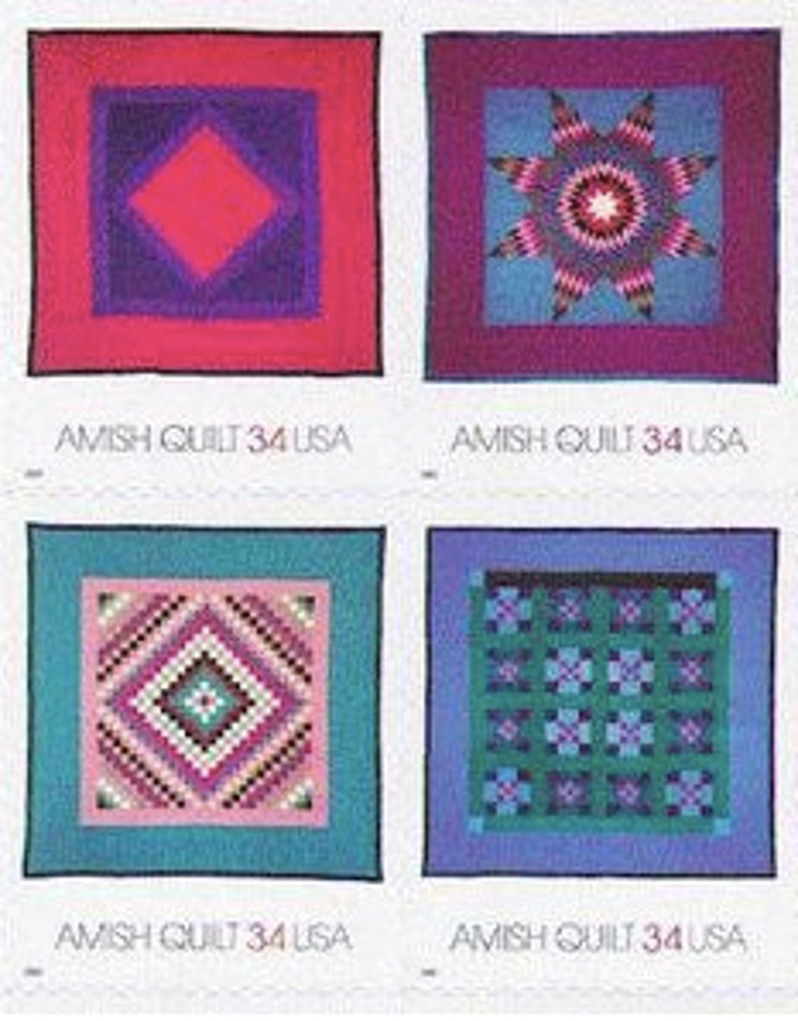 1960 USA Amish Quilt Stamp Postage Stamp Jewelry Vintage Postage Stamp ...