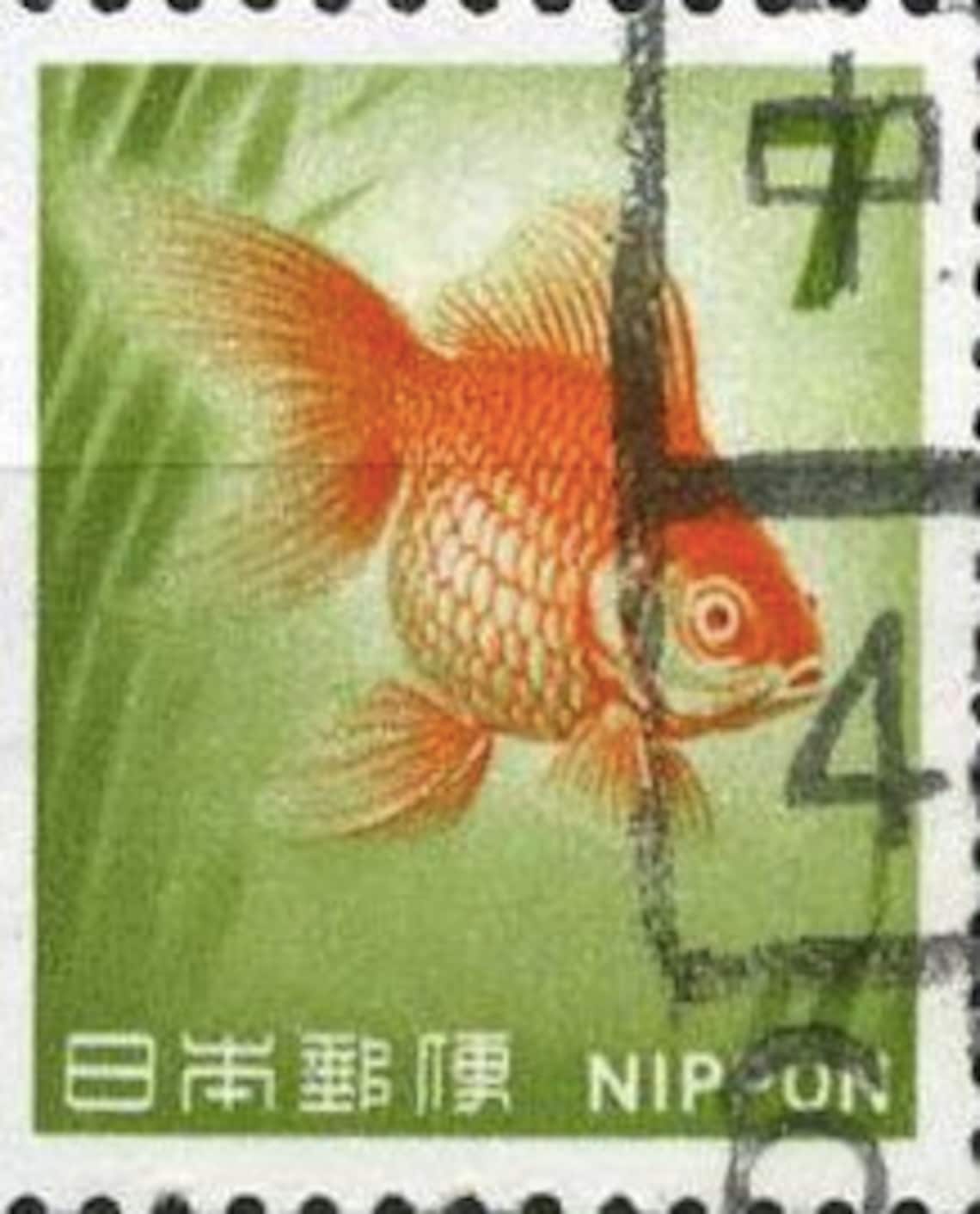 1966 Japanese Goldfish Stamp Postage Stamp Jewelry Vintage Postage ...