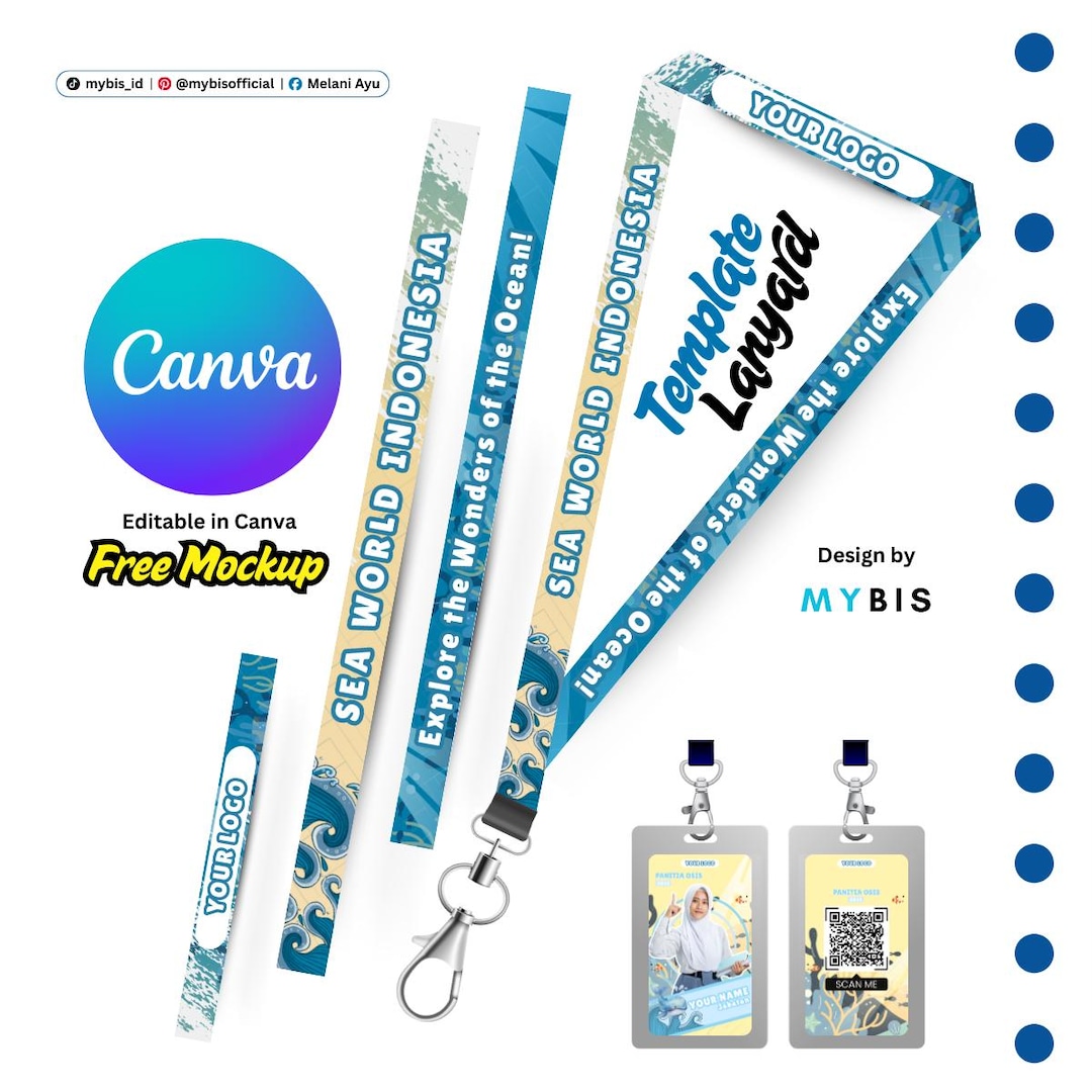 Editable Lanyard ID Card Template: Merchandise Canva Design ( 90 X 2 Cm ...