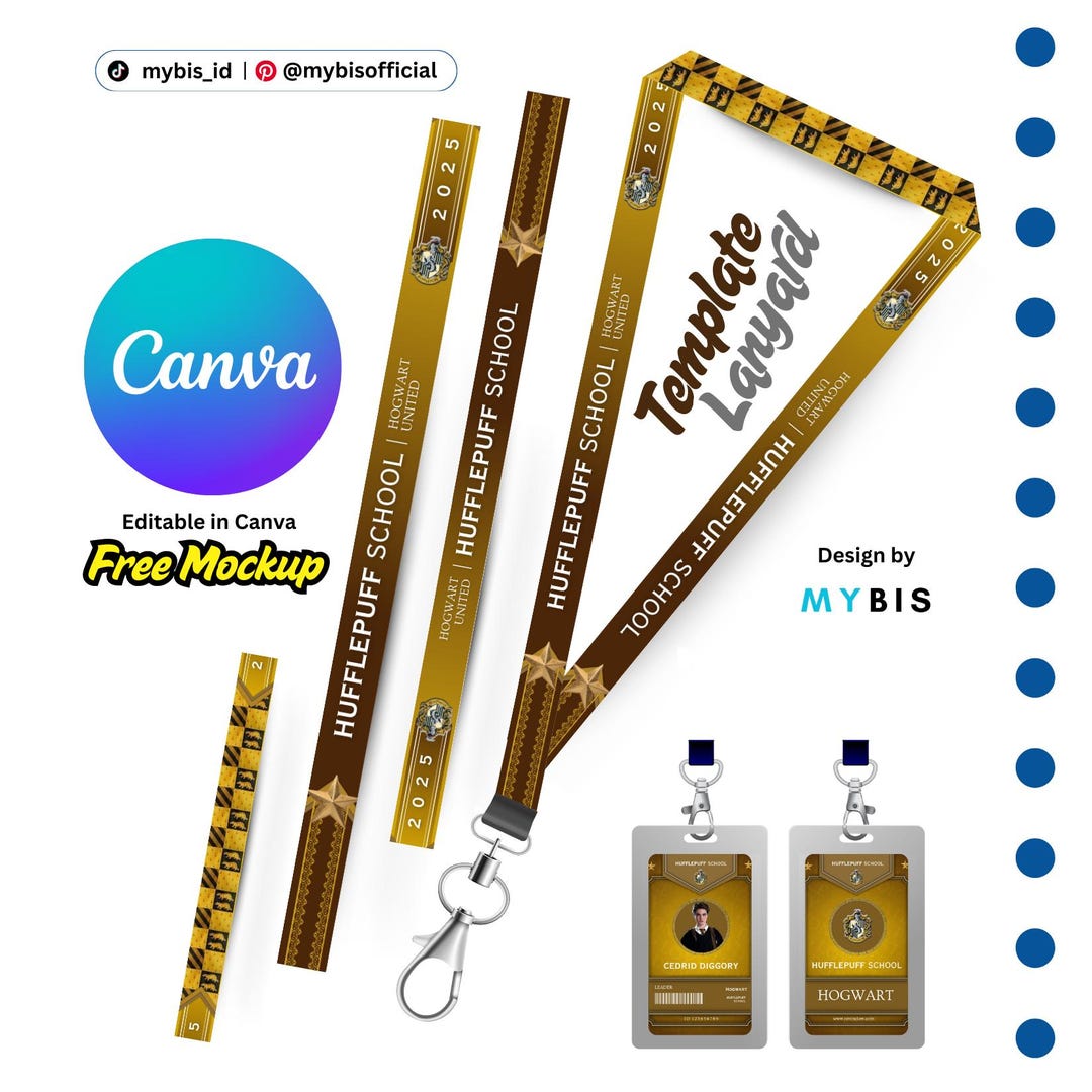 Printable Editable Lanyard ID Card Yellow Template: Organization School ...