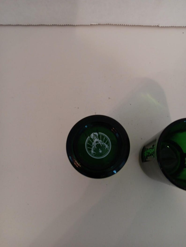 2 Jagermeister Emerald Green Shot Glass . Mint Condition. - Etsy