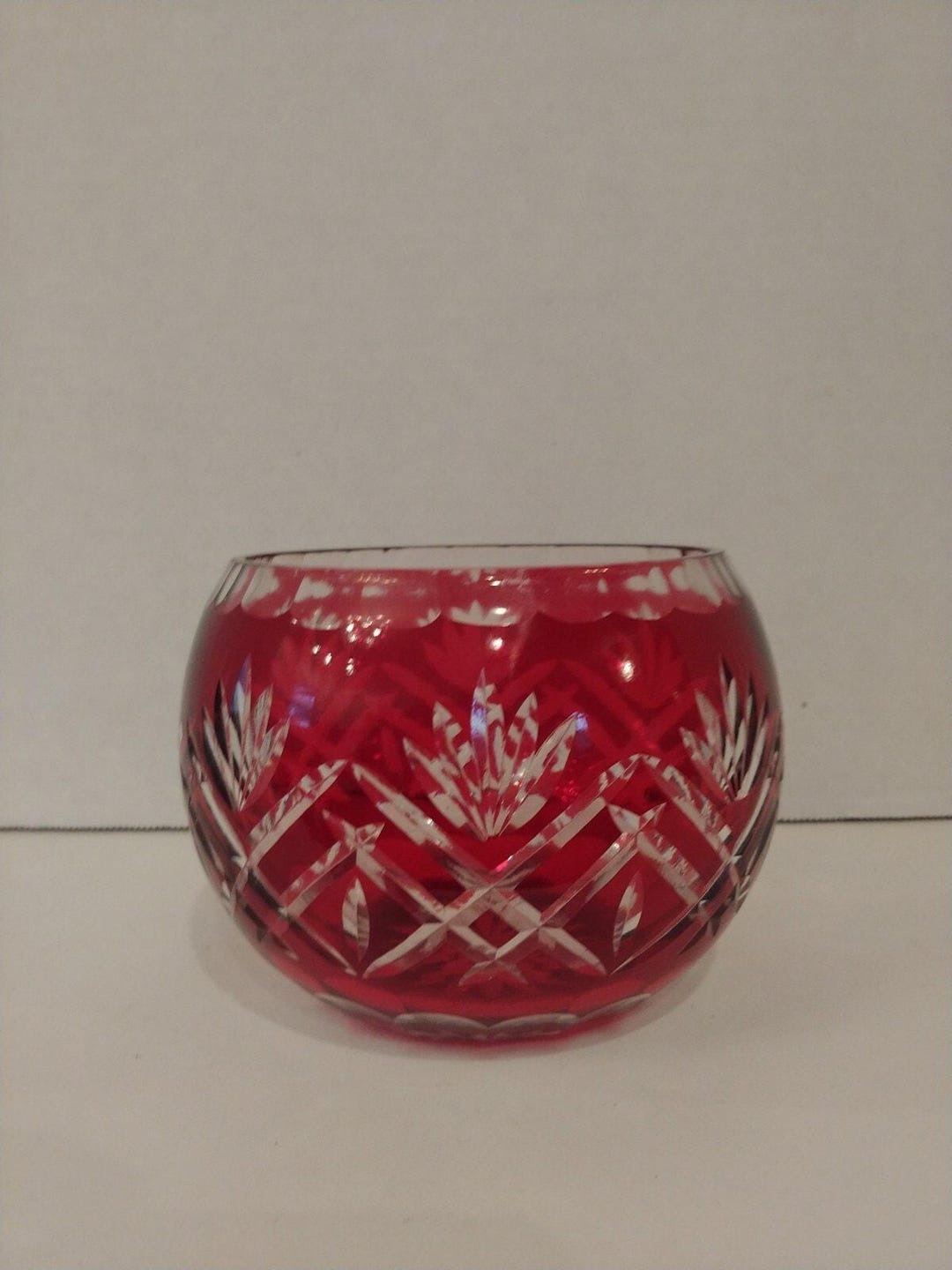 Cut to Clear Ruby Red Bowl Vase. 4x4 1/2. Beautiful. - Etsy
